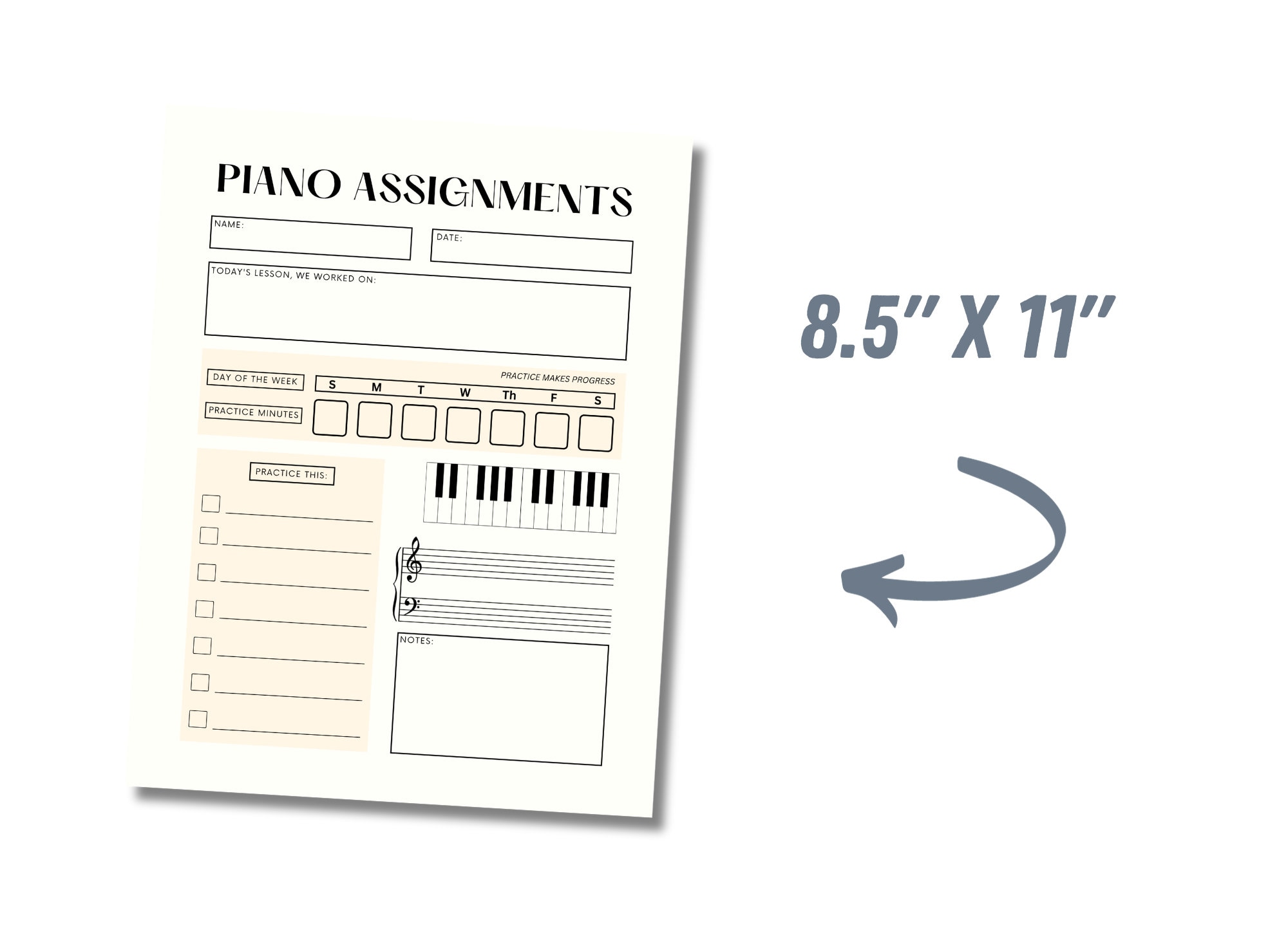 Piano Assignment Sheet - Etsy
