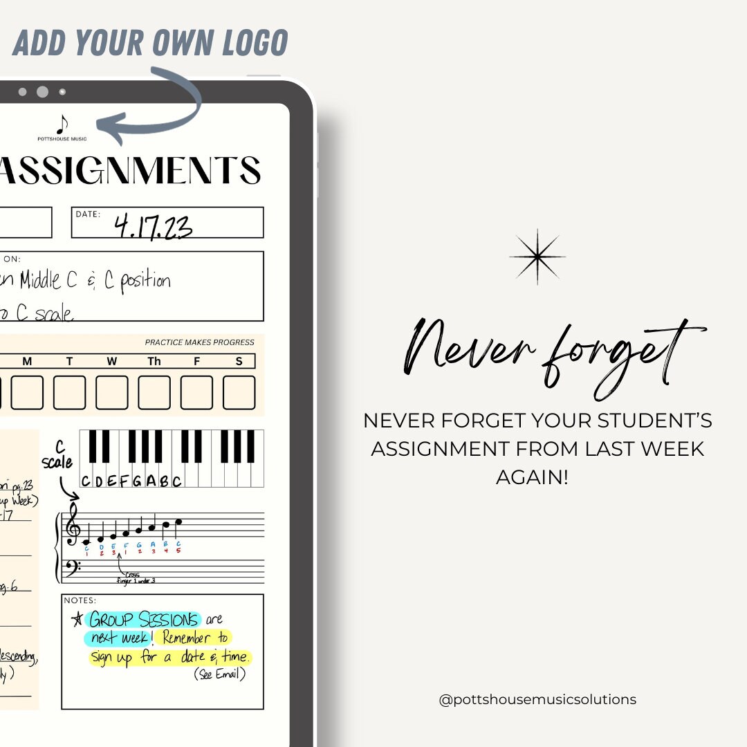 Piano Assignment Sheet - Etsy