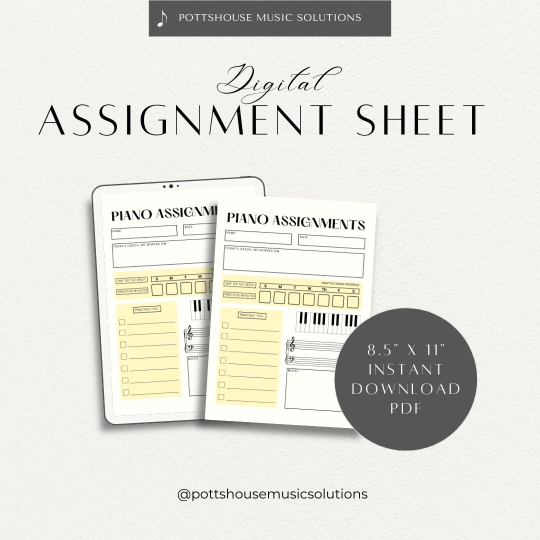 Piano Assignment Sheet YELLOW - Etsy