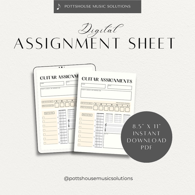Guitar Assignment Sheet - Etsy