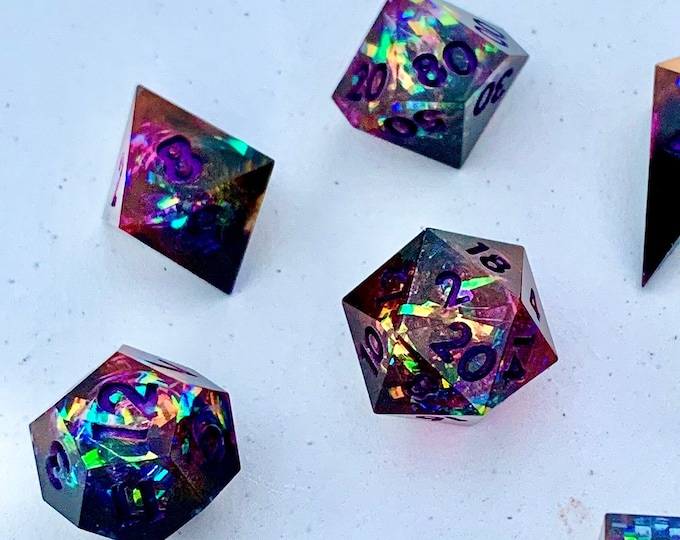 Rainbow Dream, 8-piece DND Dice Set, Handmade Dice Set, Sharp-edged ...