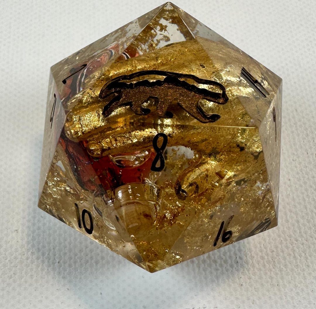Midas Cure, D20 Chonk, 33mm D20, Large D20, Handmade Dice, Sharp-edged ...