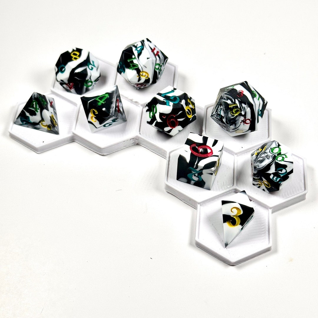 Zebra Gum, 9-piece DND Dice Set, Handmade Dice Set, Sharp-edged Dice ...