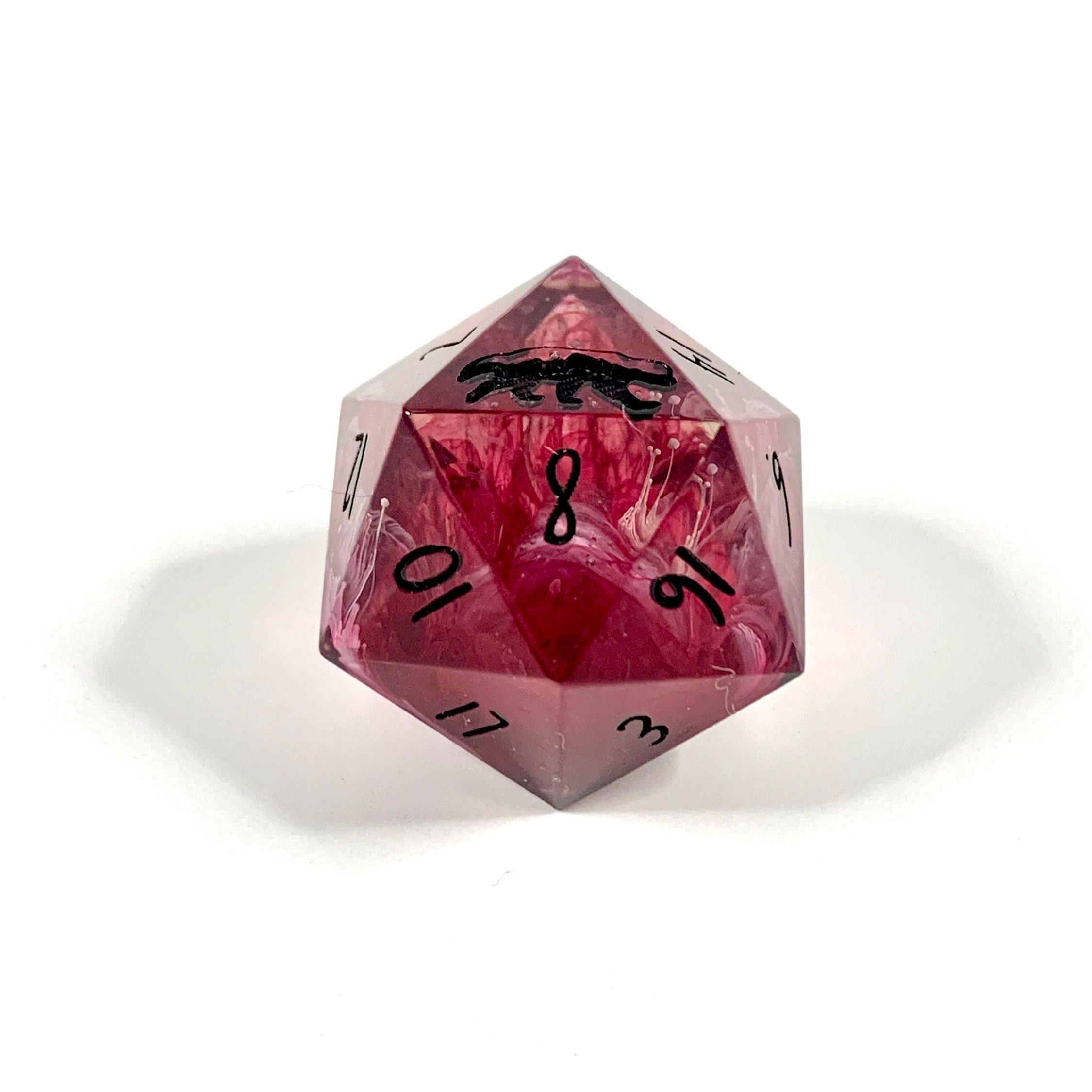 Ruby Skies, 8-piece DND Dice Set, Handmade Dice Set, Sharp-edged Dice Set, Petri-style Resin ...