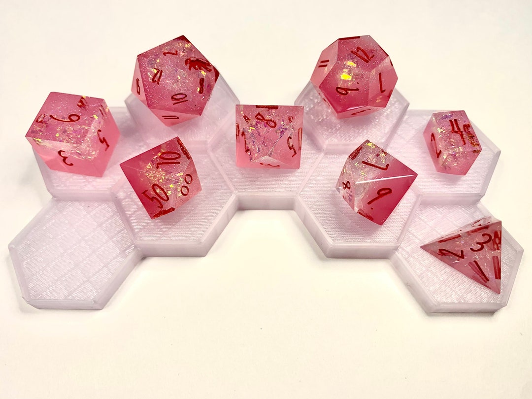 Rosy Jewel, 8-piece DND Dice Set, Handmade Dice Set, Sharp-edged Dice ...