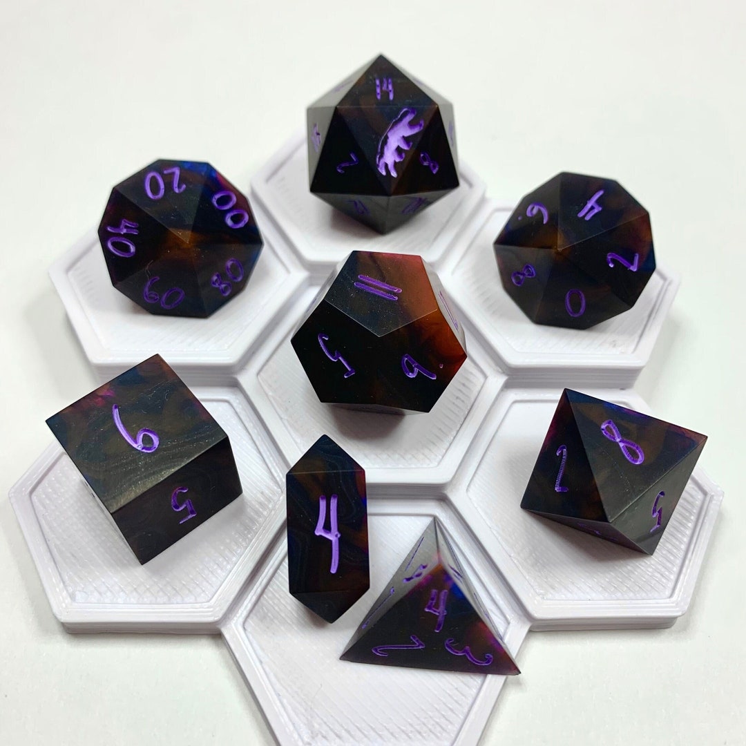Void, 8-piece DND Dice Set, Handmade Dice Set, Sharp-edged Dice Set ...