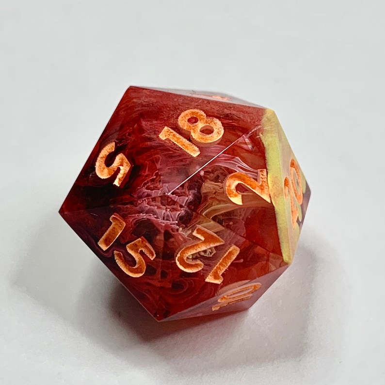 Fireball, 8-piece DND Dice Set, Handmade Dice Set, Sharp-edged Dice Set ...
