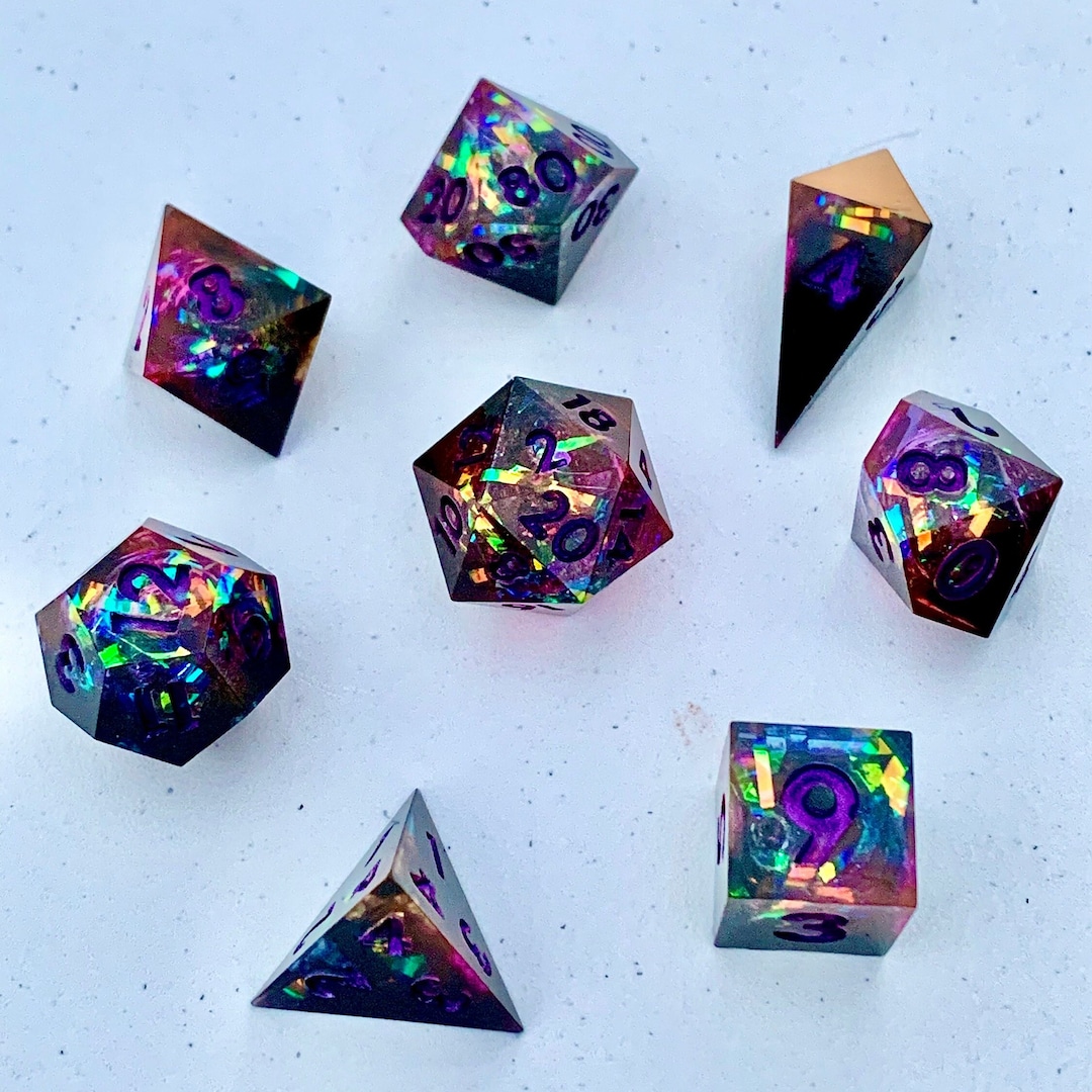 Rainbow Dream, 8-piece DND Dice Set, Handmade Dice Set, Sharp-edged ...