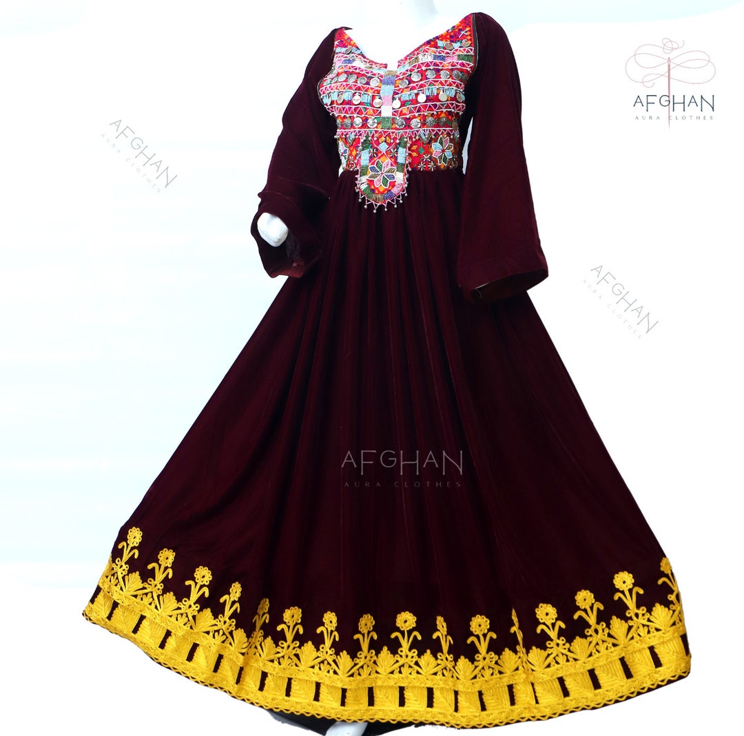Afghan Dress With Mirror Work Handmade Afghan Vintage Dress Afghan ...