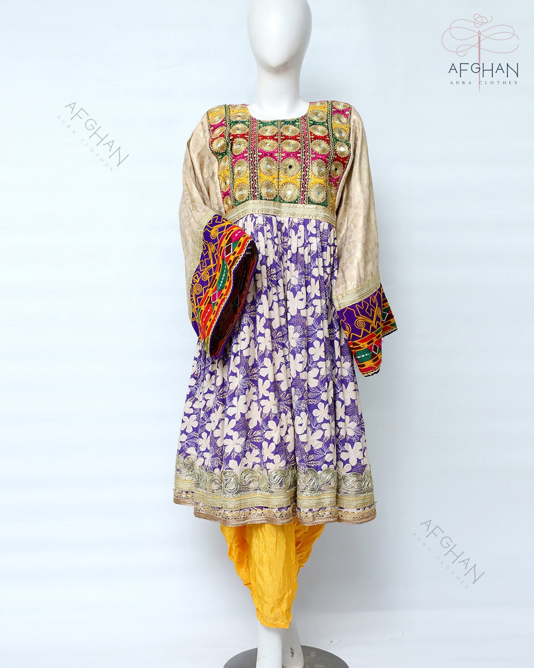 Silk Afghan Dress With Handmade Gand Afghan Clothes Traditional Afghan ...