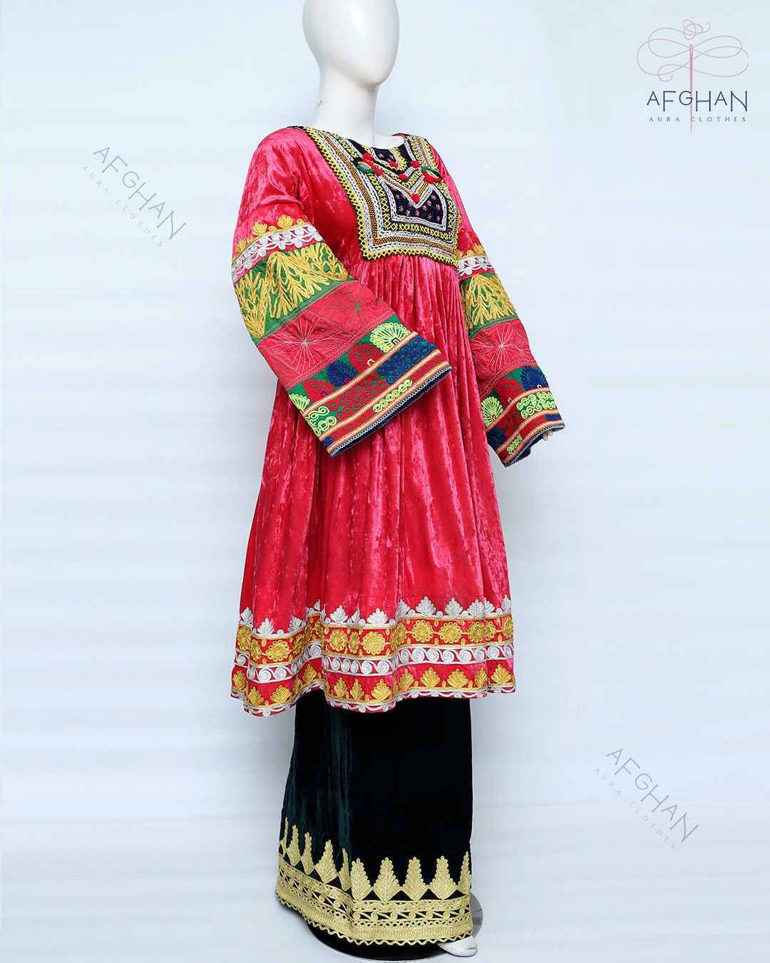 Charama Velvet Afghan Dress Afghan Traditional Dress for Women Afghan ...