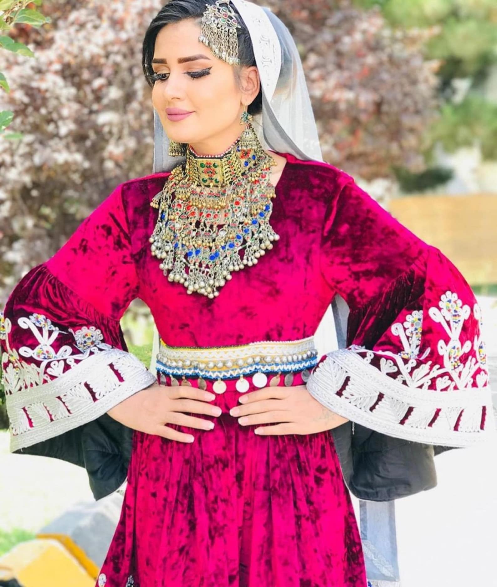 Handmade Afghan Velvet Dress With Charma Embroidery - Etsy