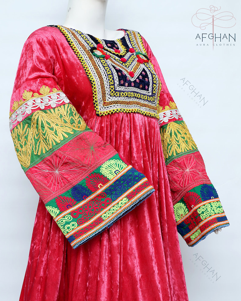 Charama Velvet Afghan Dress Afghan Traditional Dress for Women Afghan ...
