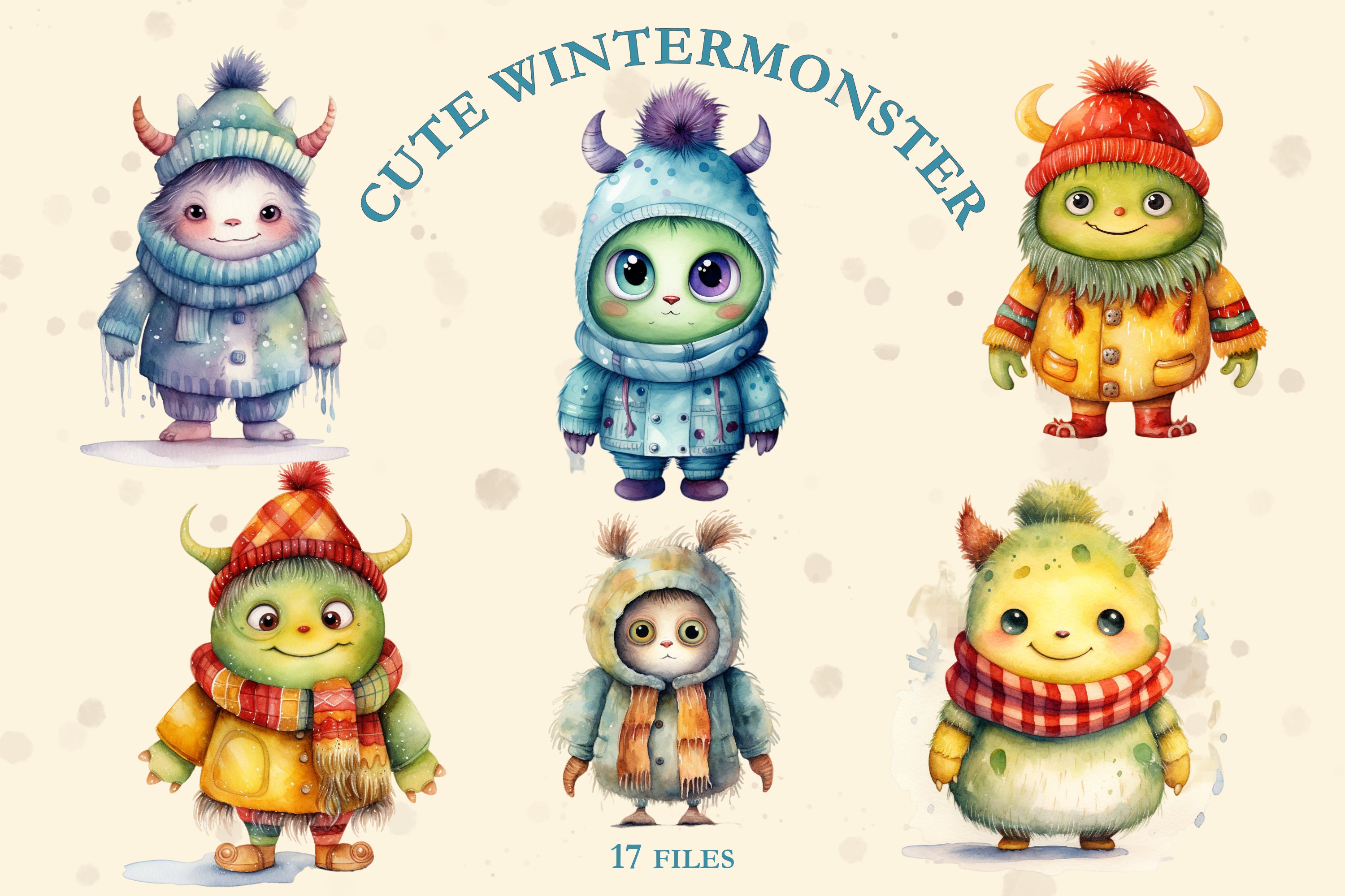 Cute Little Monster Winter Monster Dressed Monster Fantasy - Etsy