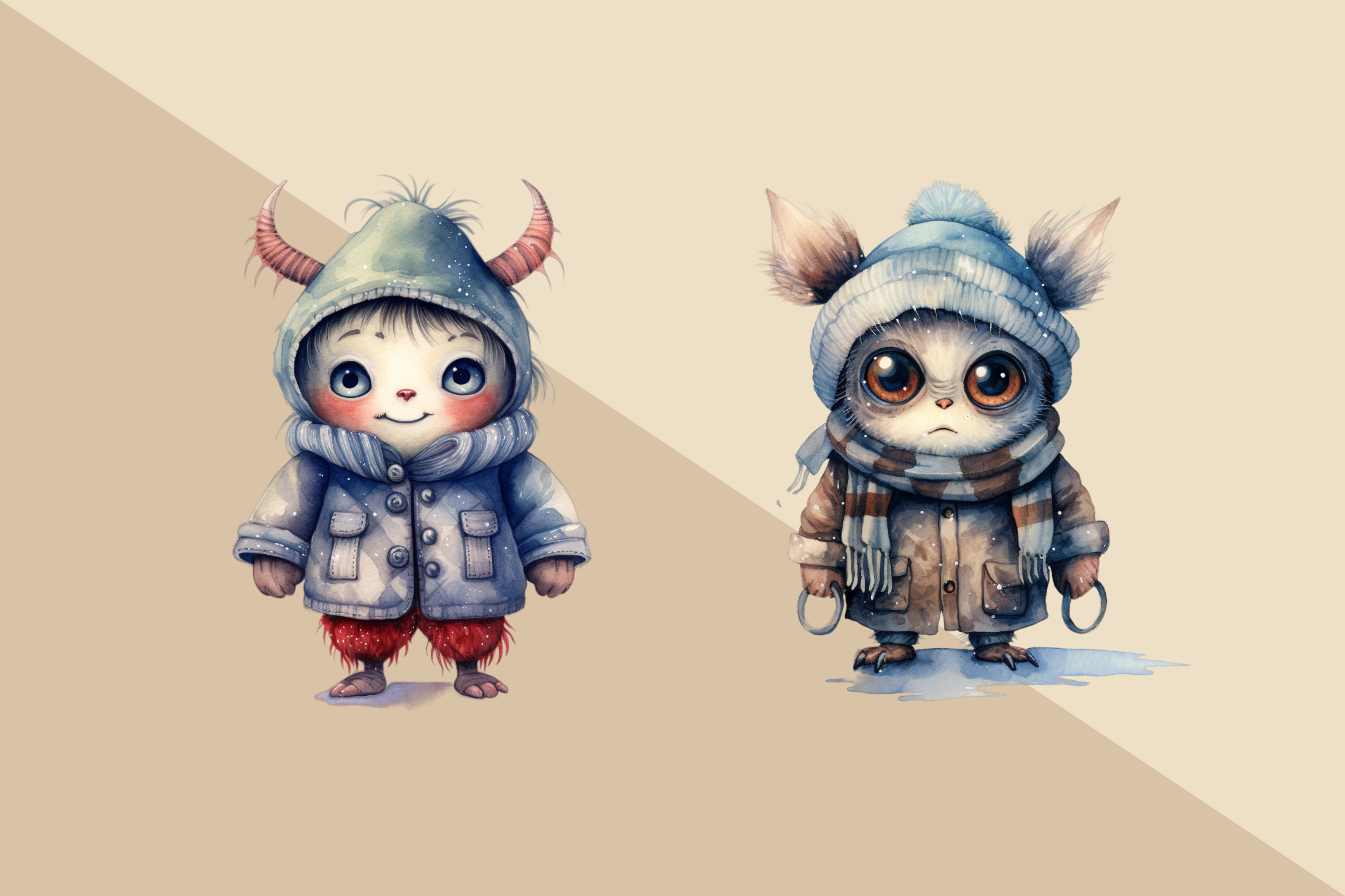 Cute Little Monster Winter Monster Dressed Monster Fantasy - Etsy