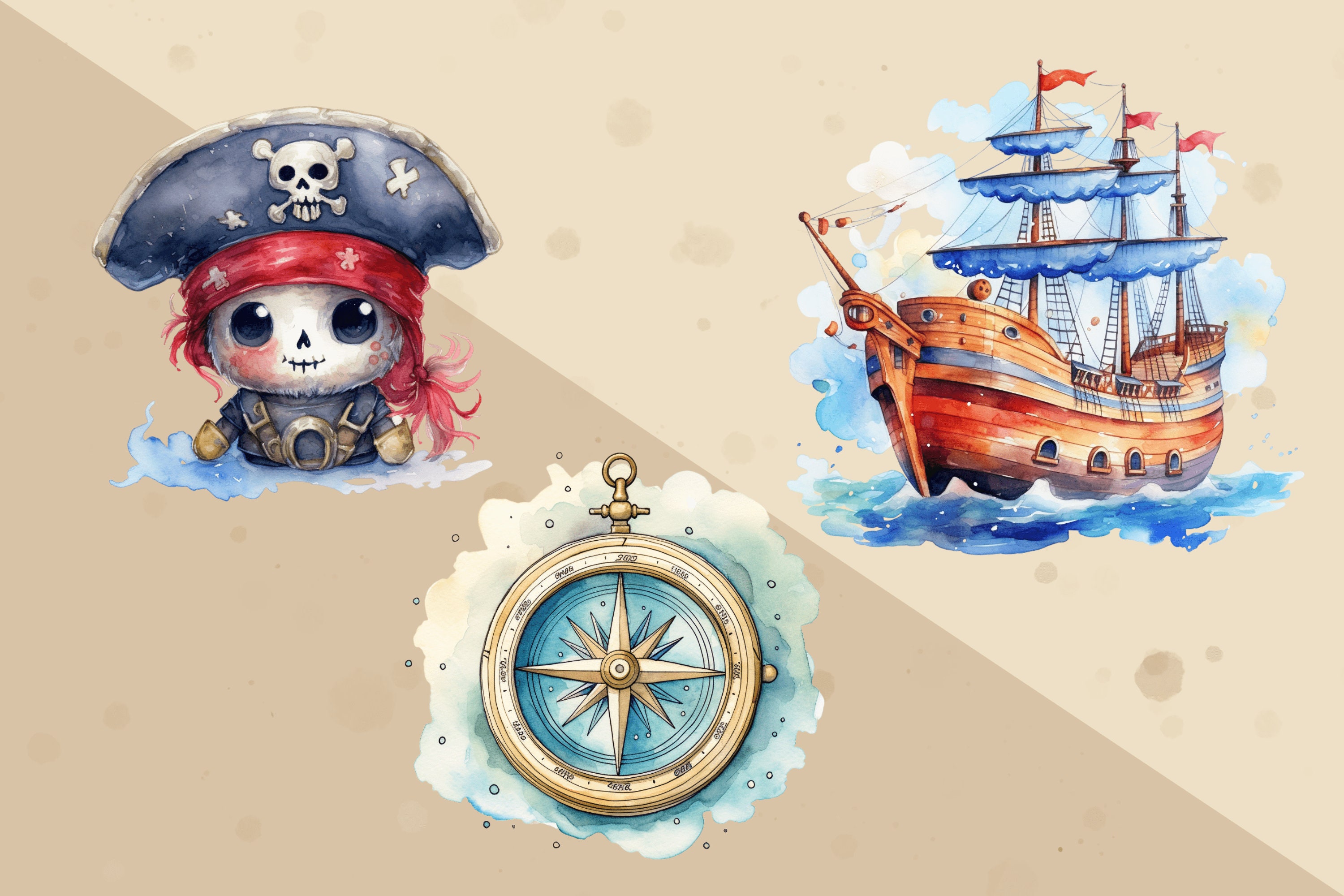 Pirate Nursery Art, Boy, Caribbean, Pirate Ship, Digital Print ...