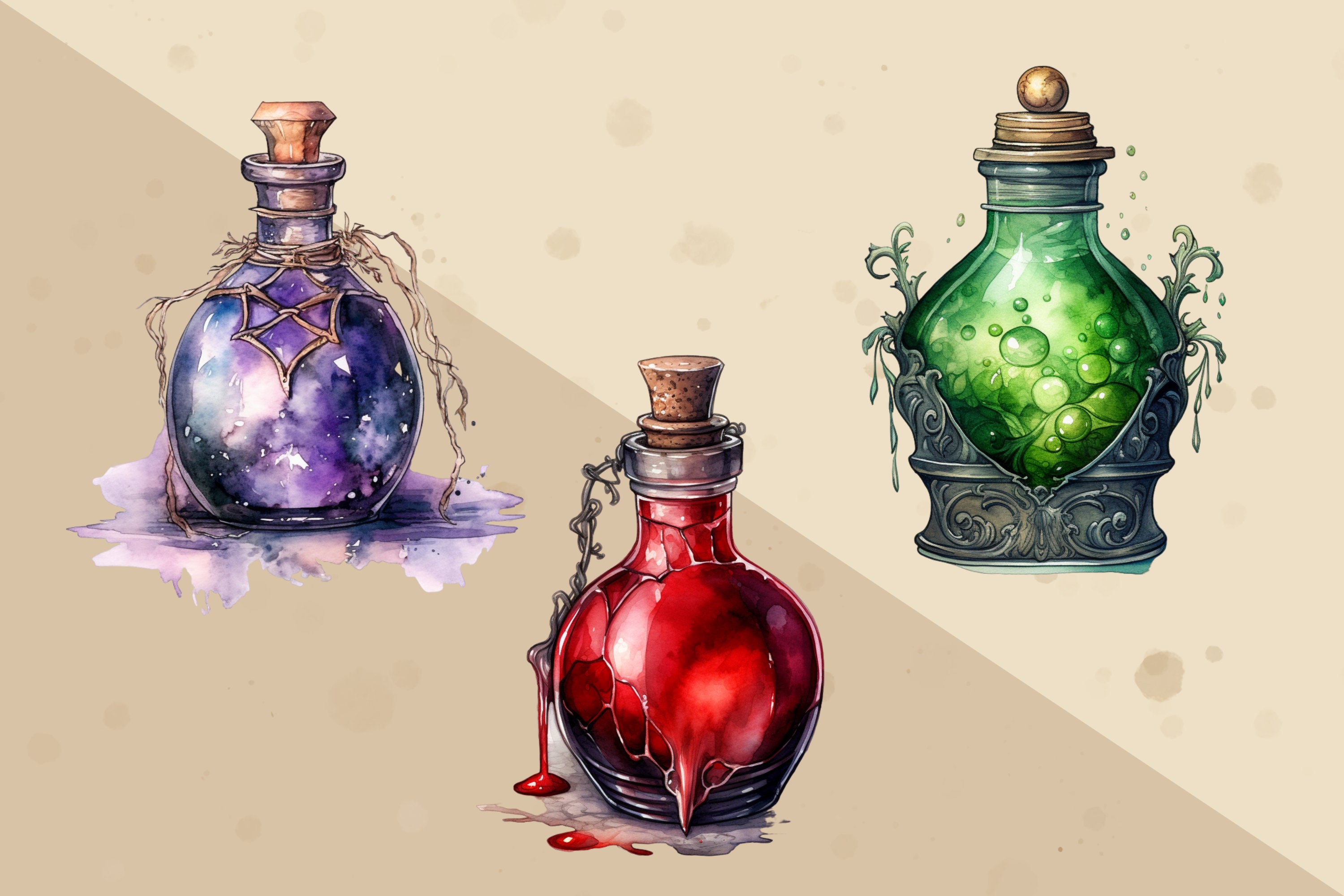 Witch Potion, Magic Potion Decor, Witchy Art, Commercial Use, Junk Journal, Digital Print ...
