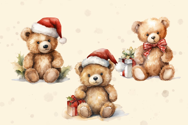 Christmas Teddy Bear Cutebear Bear Presents Seasonal Decor - Etsy