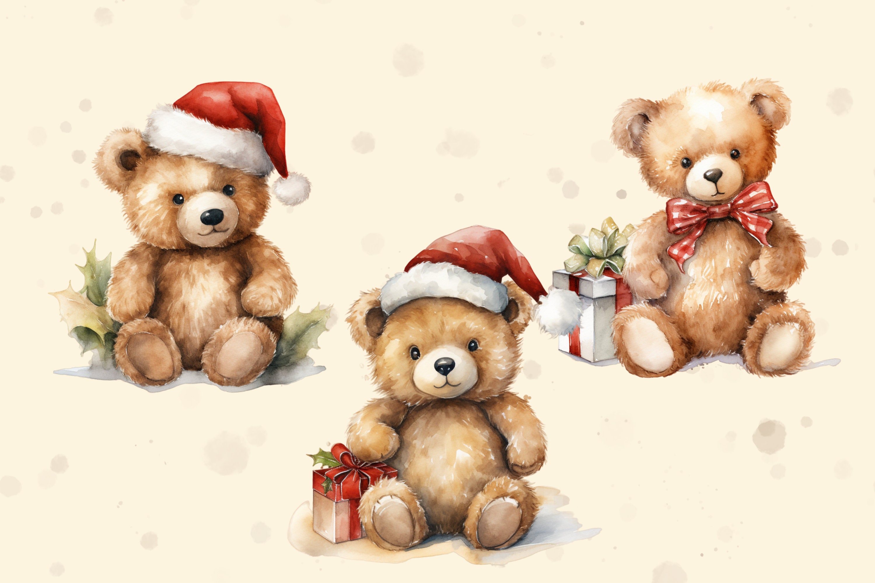 Christmas Teddy Bear Cutebear Bear Presents Seasonal Decor - Etsy