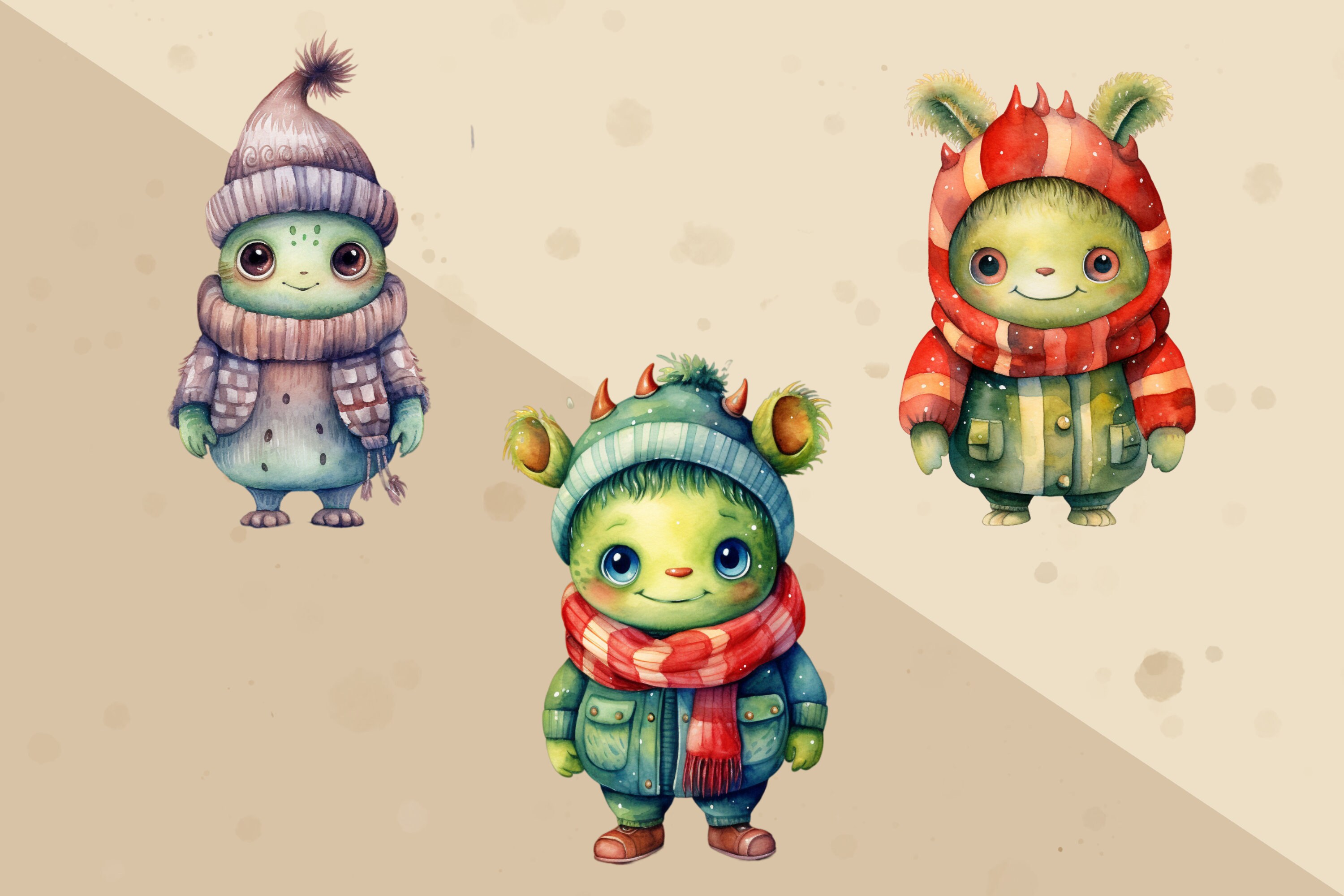 Cute Little Monster Winter Monster Dressed Monster Fantasy - Etsy