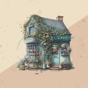 Cute Fantasy Store Front, Bookstore, Vintage, Aquarell, Watercolor ...