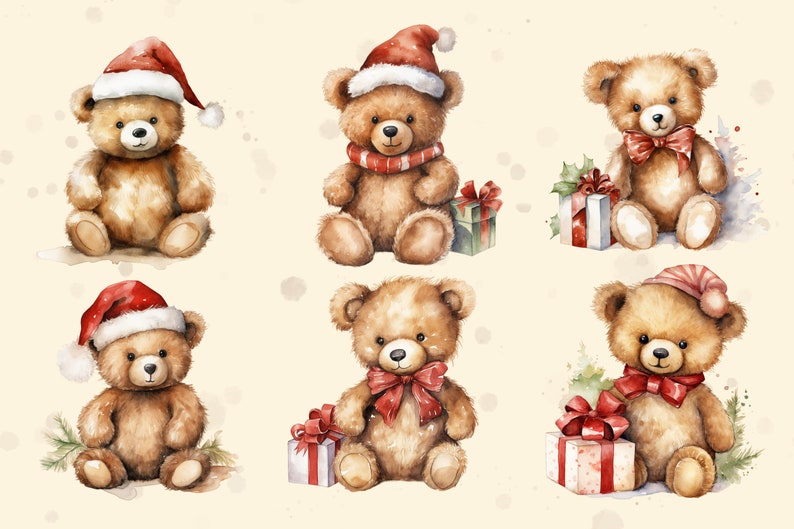 Christmas Teddy Bear Cutebear Bear Presents Seasonal Decor - Etsy