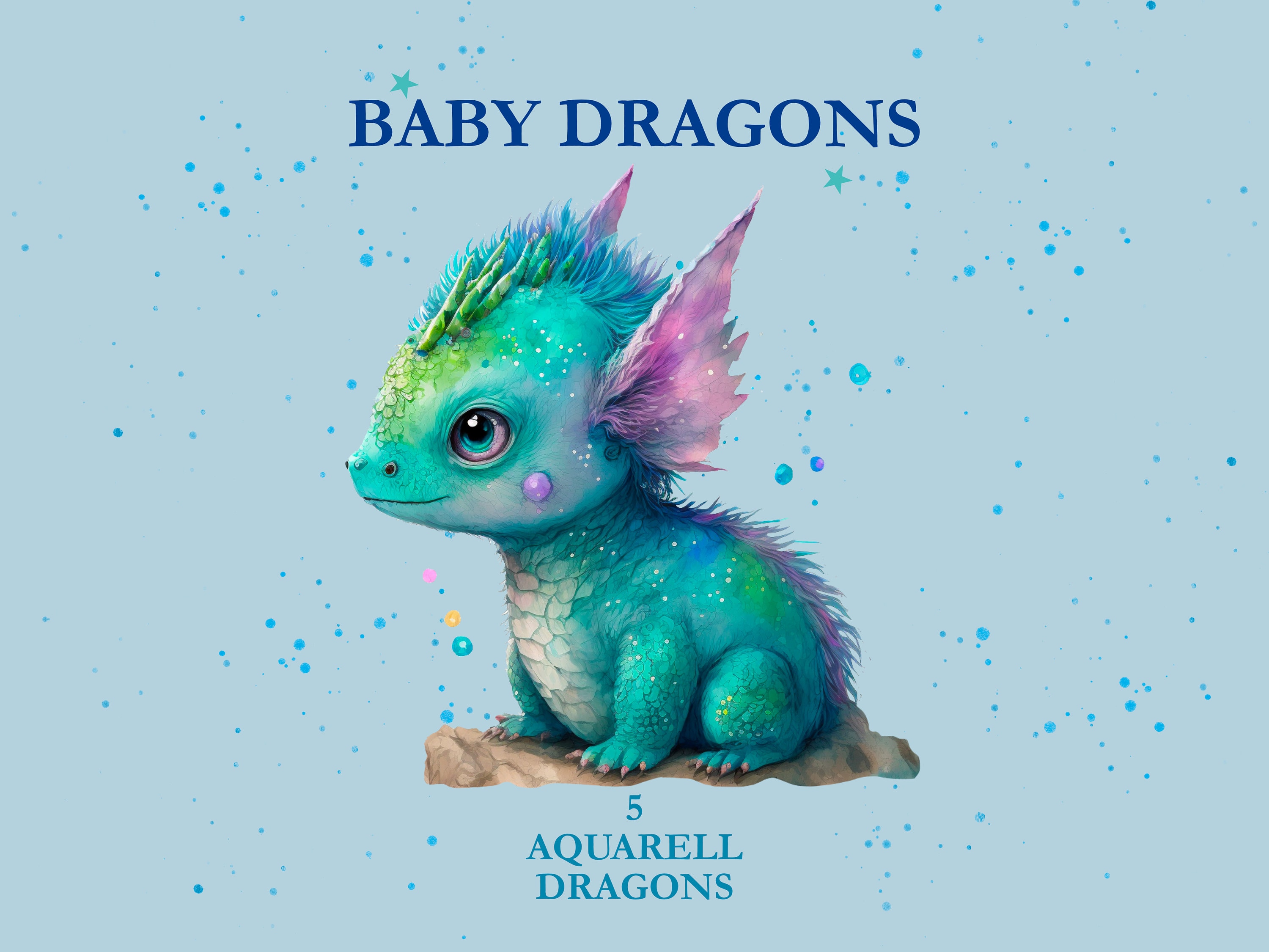 Very Cute Baby Dragons Fantasy Illustration Aquarell - Etsy