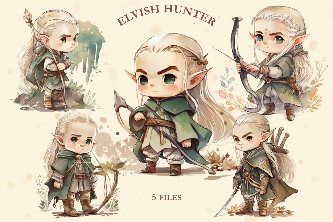 Elf, Elvish Hunter, PNG, Junk Journal, Diary, Digital Print, Craft ...