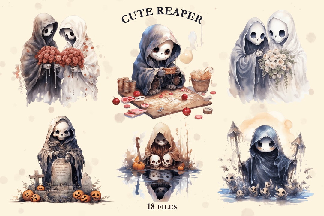 Cute Reaper Watercolor, Life of Death, Death, Halloween, Corpse Bride ...