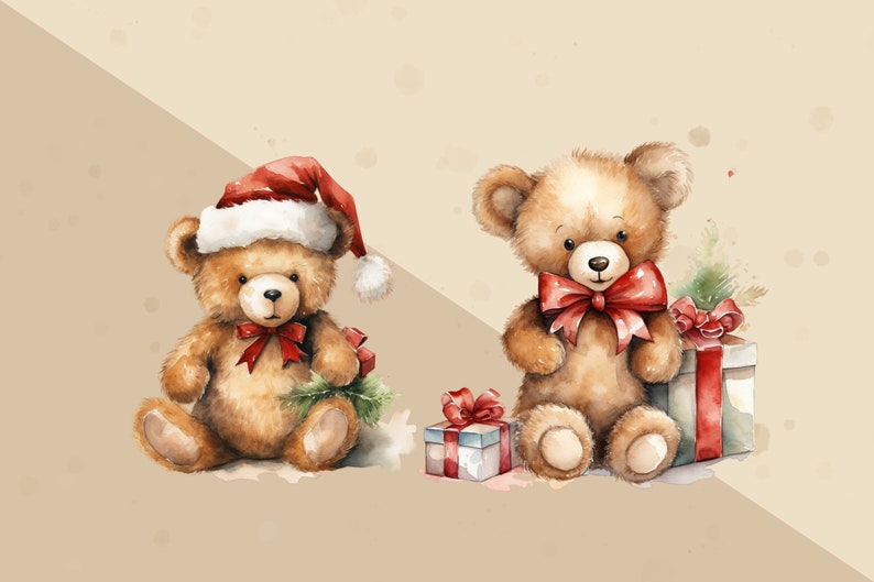 Christmas Teddy Bear Cutebear Bear Presents Seasonal Decor - Etsy