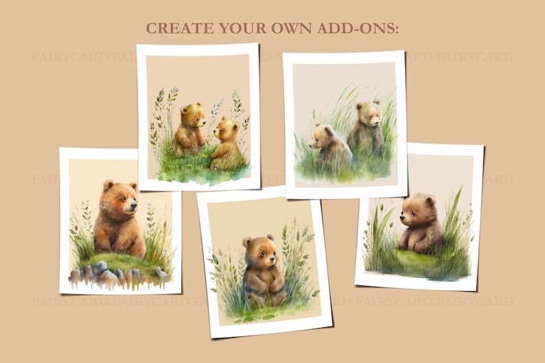 Cute Watercolor Brown Bear PNG Clipart Bundle Instant - Etsy