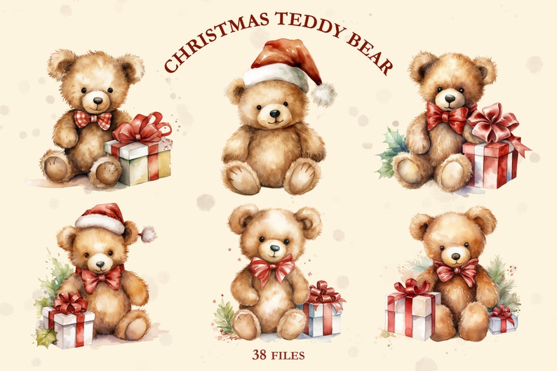 Christmas Teddy Bear Cutebear Bear Presents Seasonal Decor - Etsy