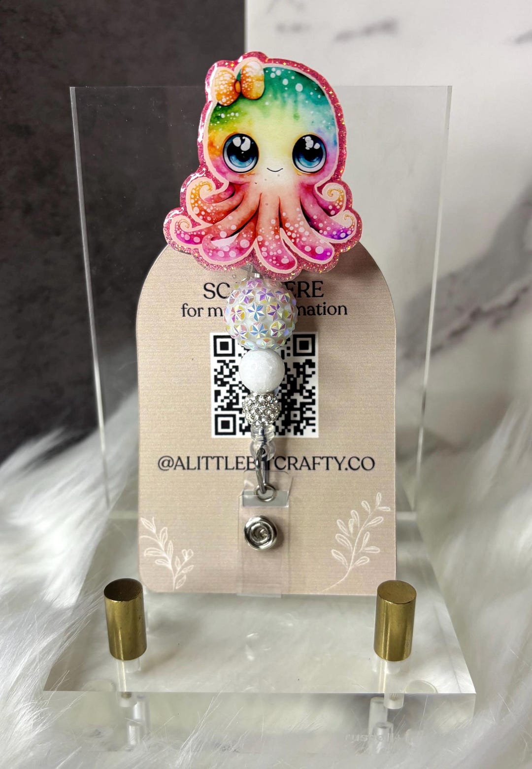 Baby Octopus Ocean Animal Badge Reel - Interchangeable Badge Holder ...