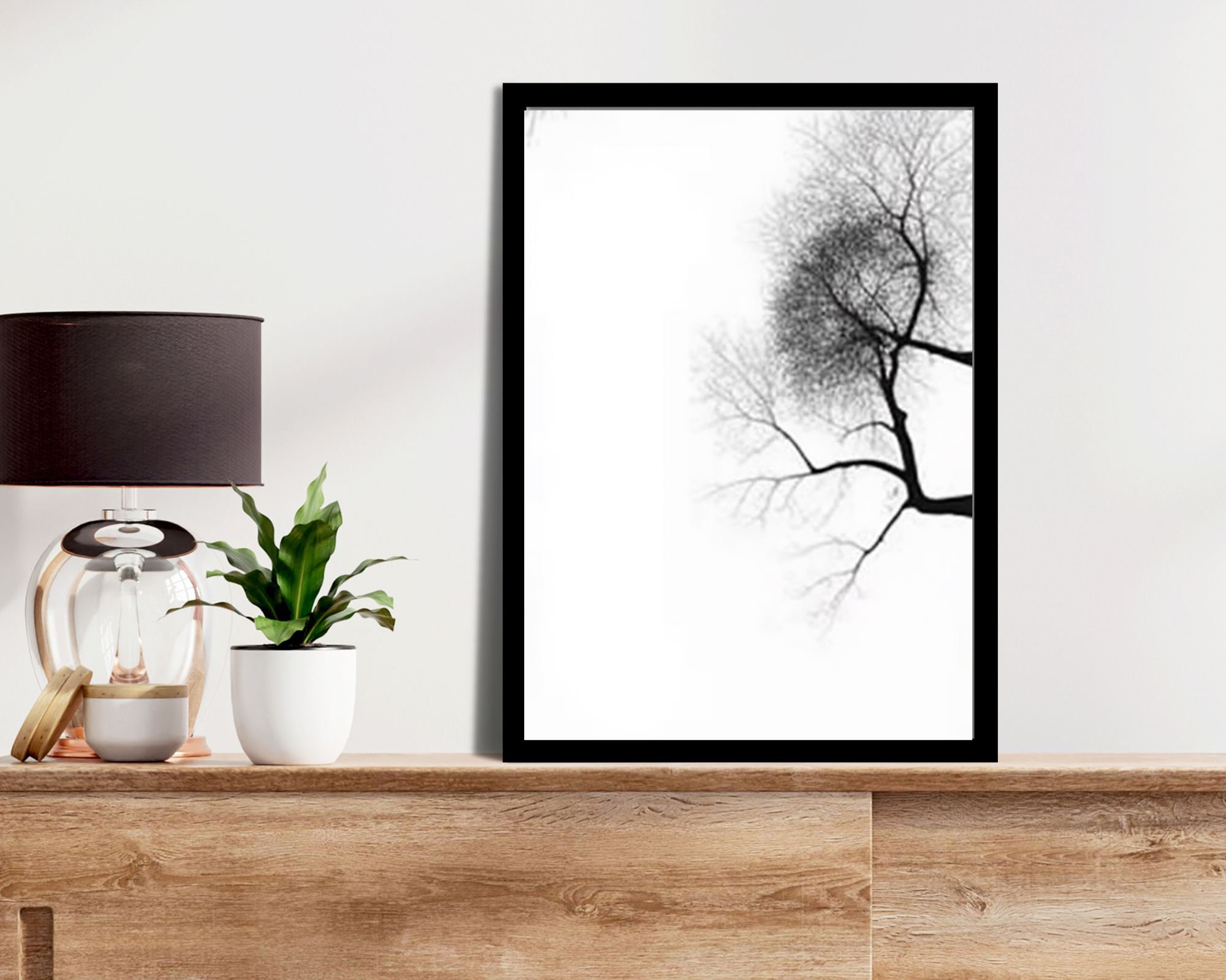 Hand-drawn Tree Branch Artwork in Black Pencilthree Piece - Etsy