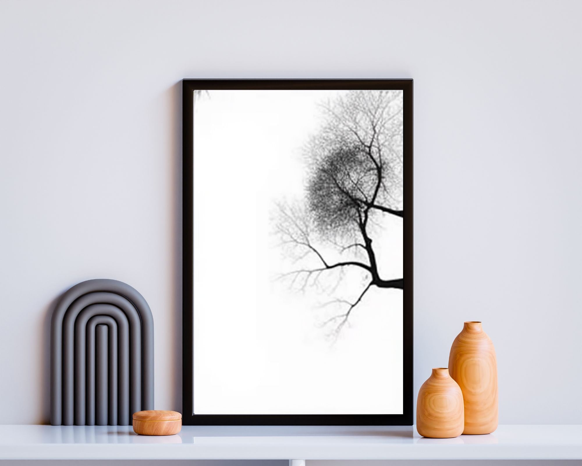 Hand-drawn Tree Branch Artwork in Black Pencilthree Piece - Etsy