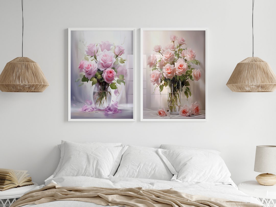 Blossoming Love:a Digital Symphony of Roses and Hearts,love Wall Art ...