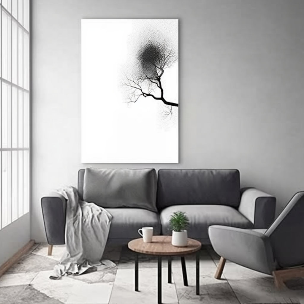 Hand-drawn Tree Branch Artwork in Black Pencilthree Piece - Etsy
