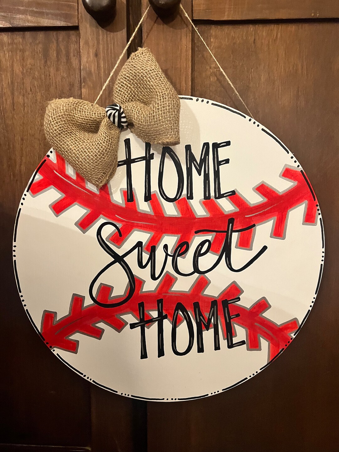 Home Sweet Home Round Baseball Door Hanger - Etsy