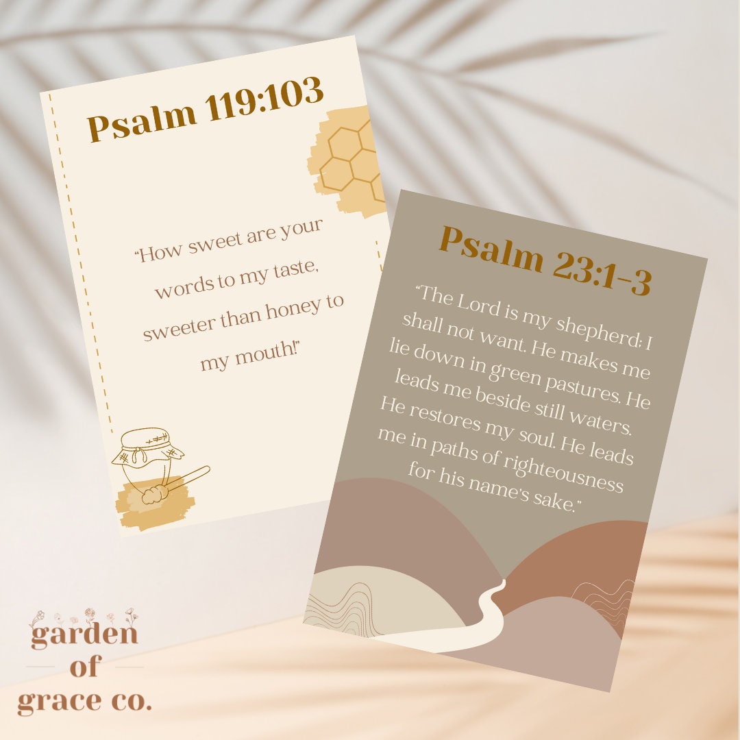 16 Psalms Verse Cards, Scripture Cards, Bible Verse Cards, Digital ...