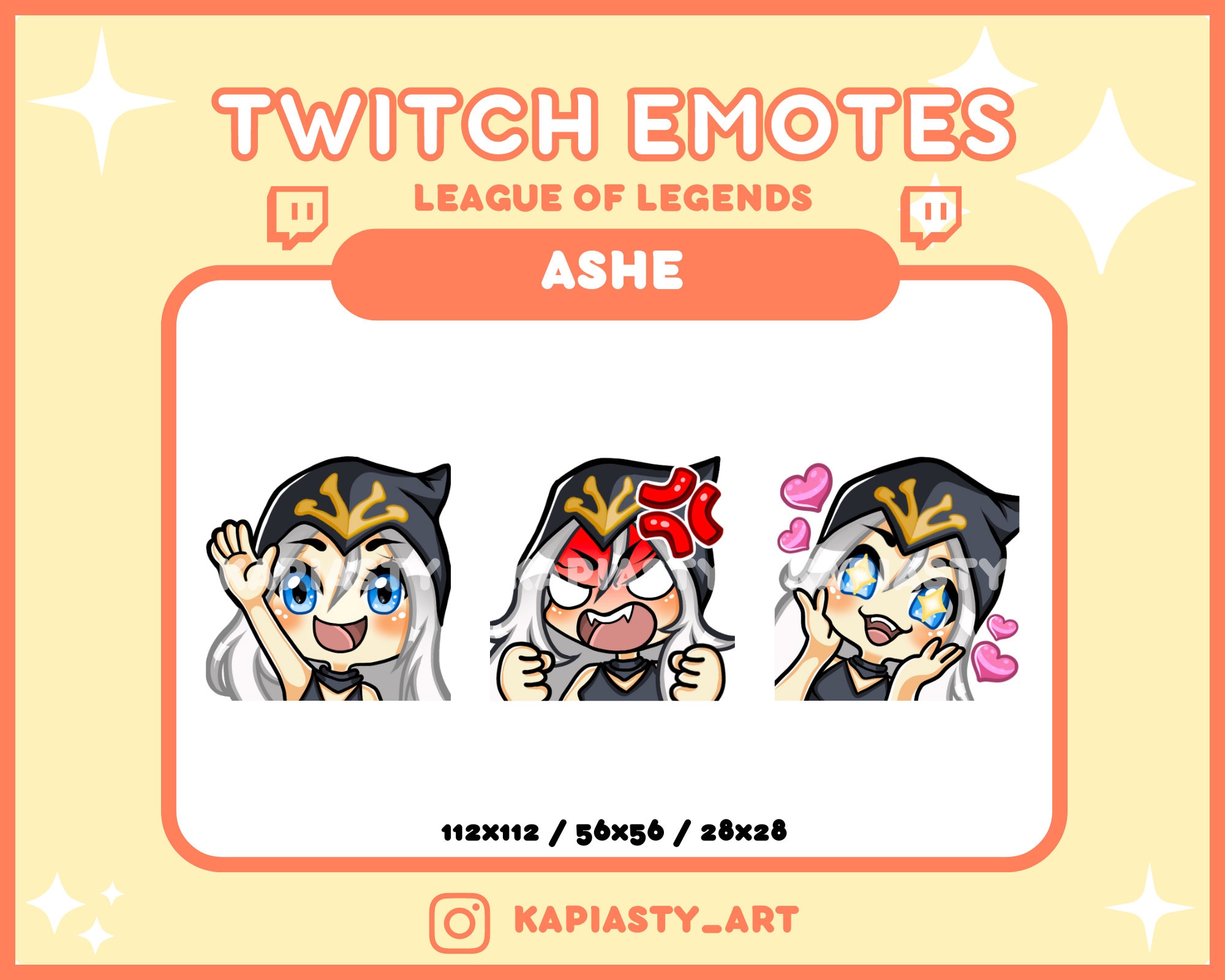 Ashe Emotes | Lol League of Legends Ashe for Twitch/discord 3 Pack ...