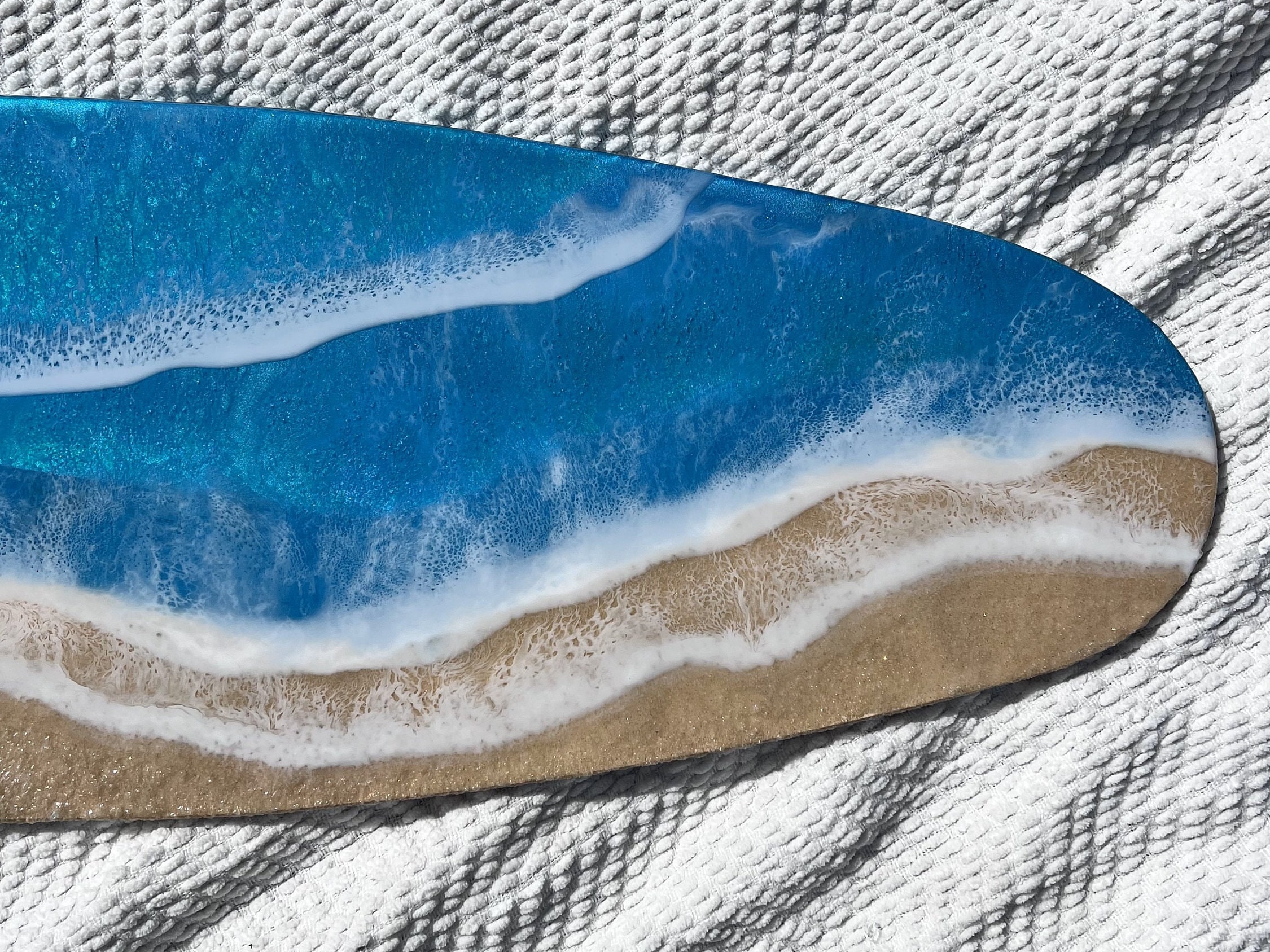 Custom Beach Resin Surfboard Wall Art, Ocean Wood Decor, Coastal ...