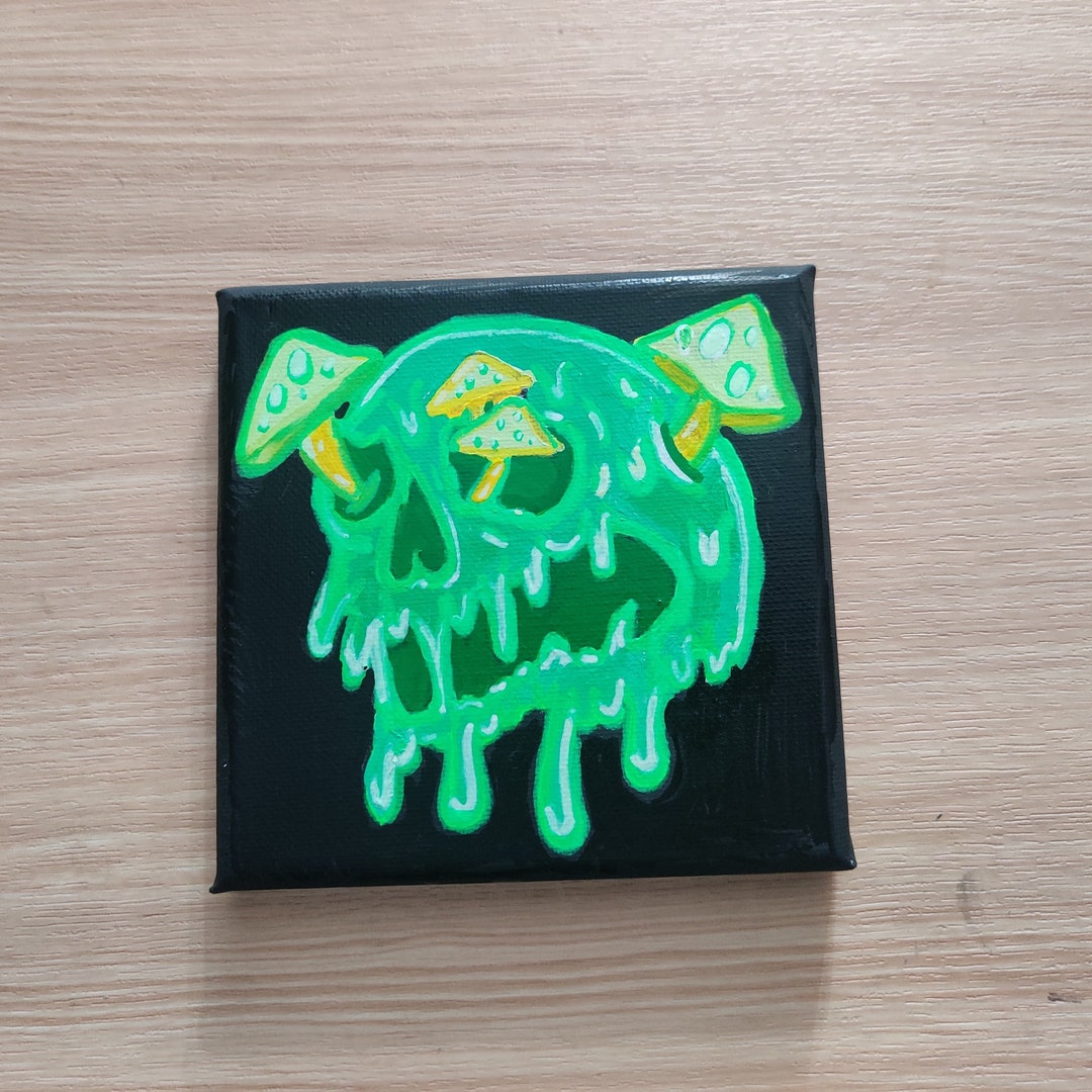 Drippy Skull Green - Etsy