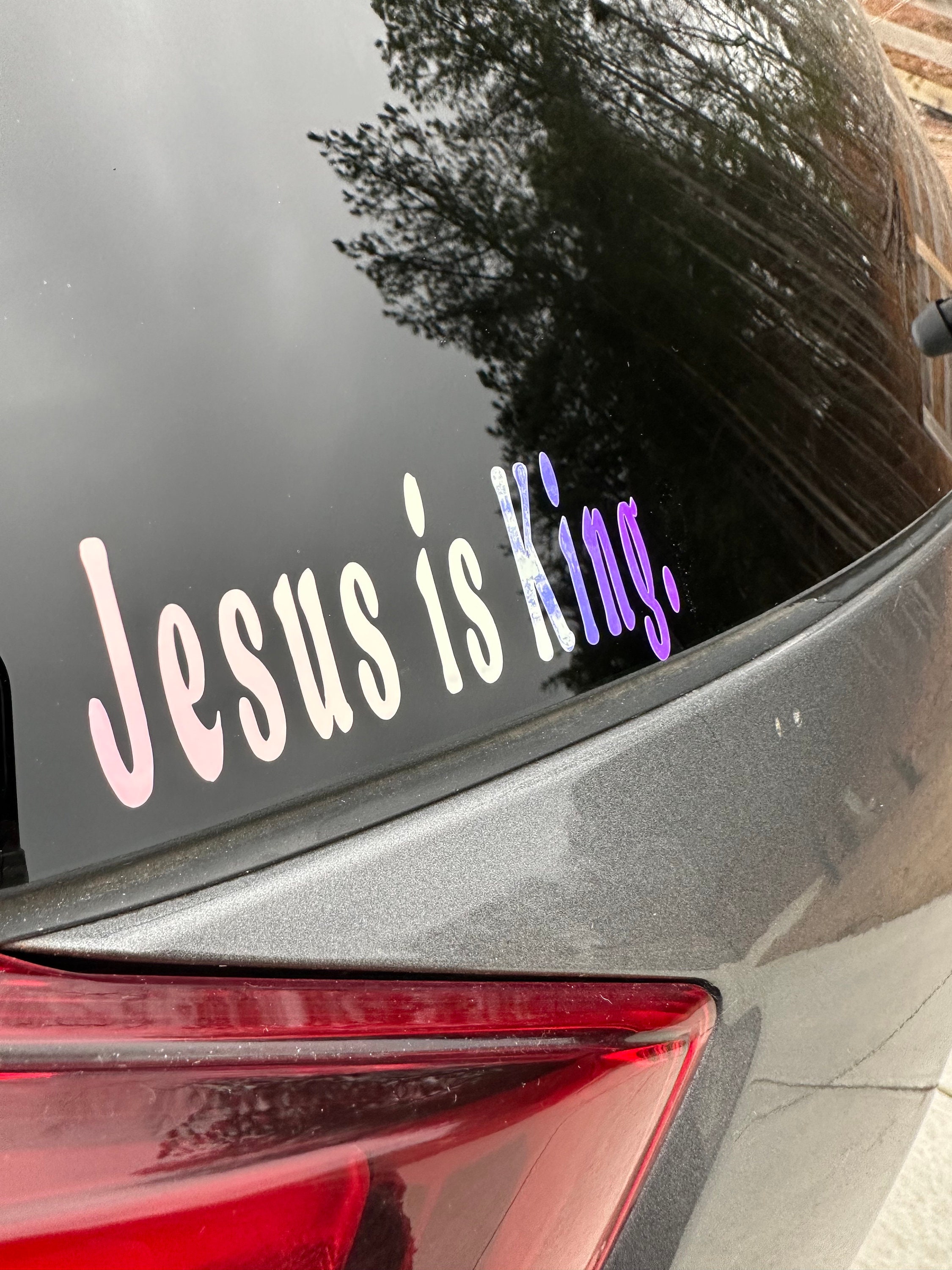Jesus is King Car Decal, Jesus Window Sticker, Christian Car Decal ...