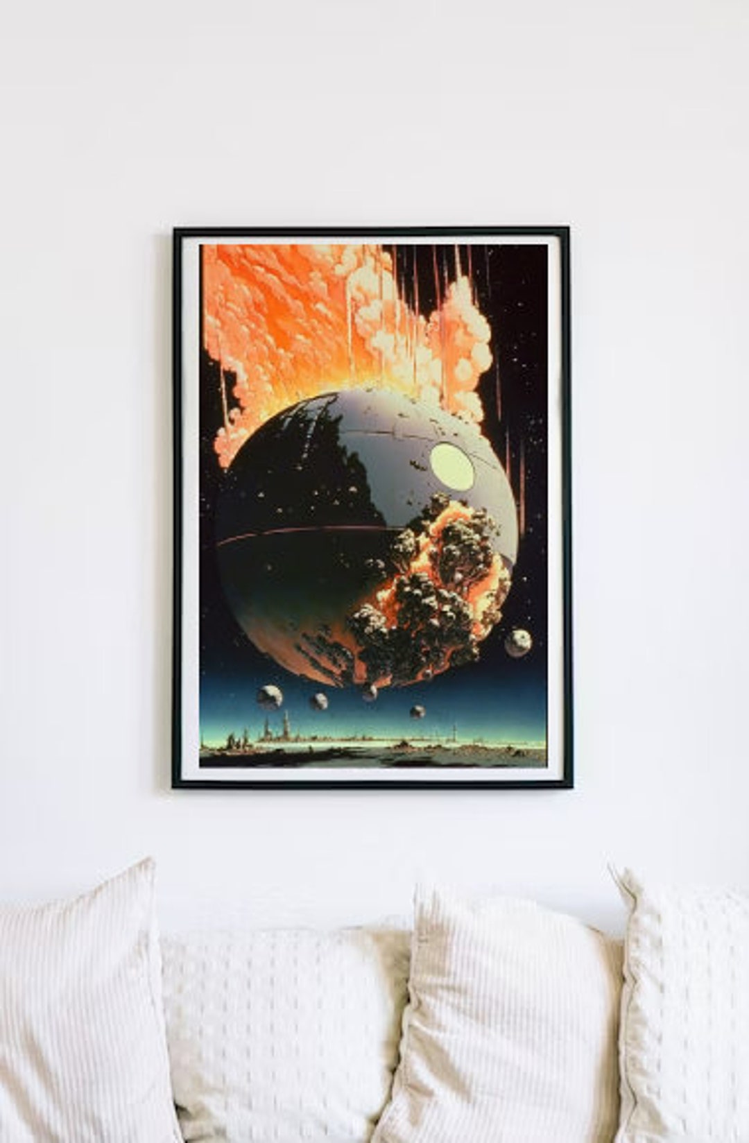 Death Star Poster Print for Bedroom Wall Art Aesthetic Digital Art ...