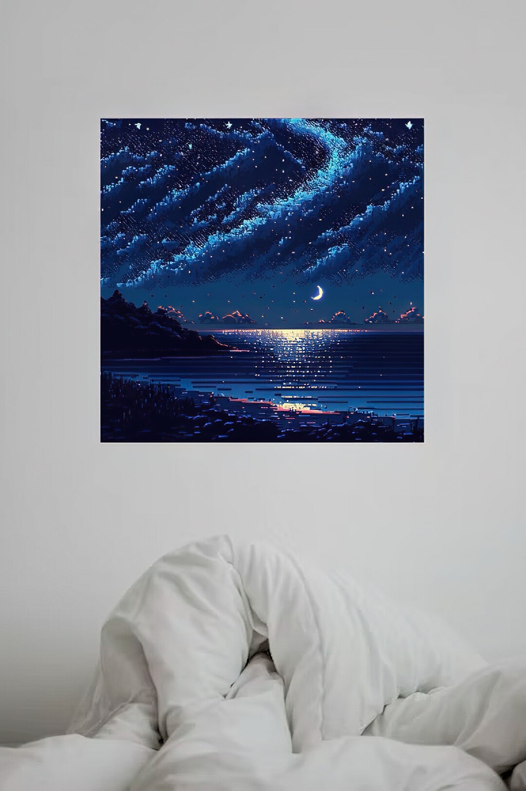 The Starry Night Pixel Art Poster Print Digital Art Print - Etsy