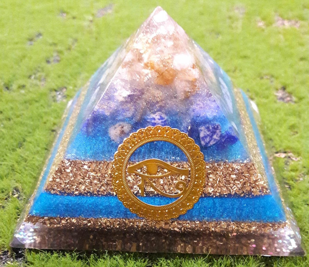 Egyptian Eye of Horus / Yellow Citrine / Lapis Lazuli Orgonite Pyramid ...