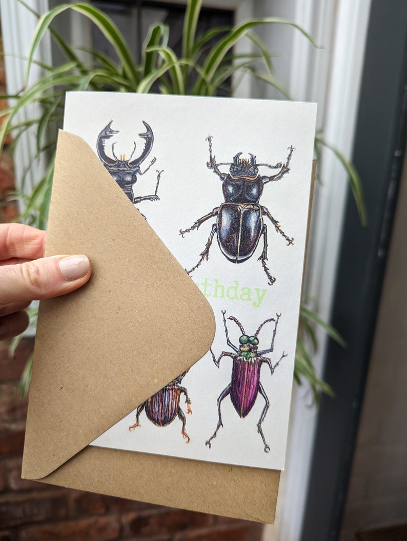 Stag Beetle Birthday Card, Happy Birthday Bug Card, Insect Birthday ...