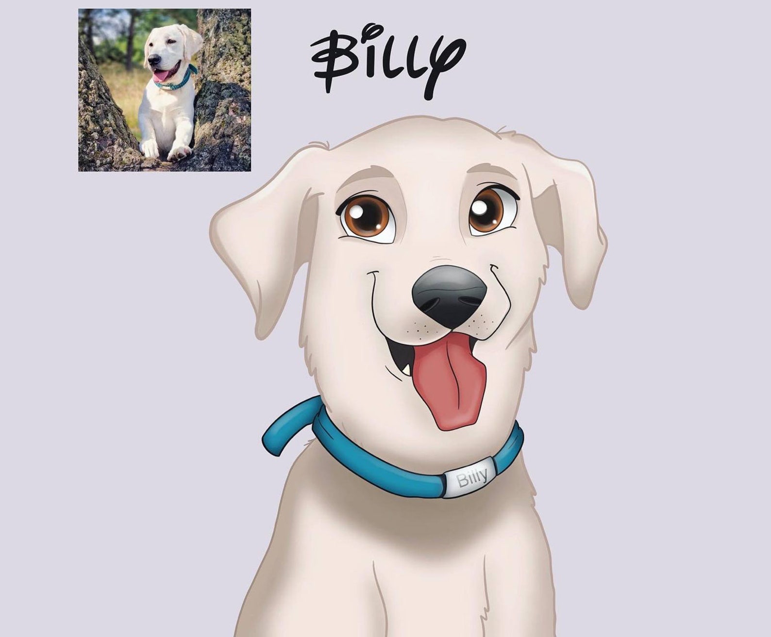 Custom Cartoon Dog Portrait Digital File Personalized Gift for Dog ...
