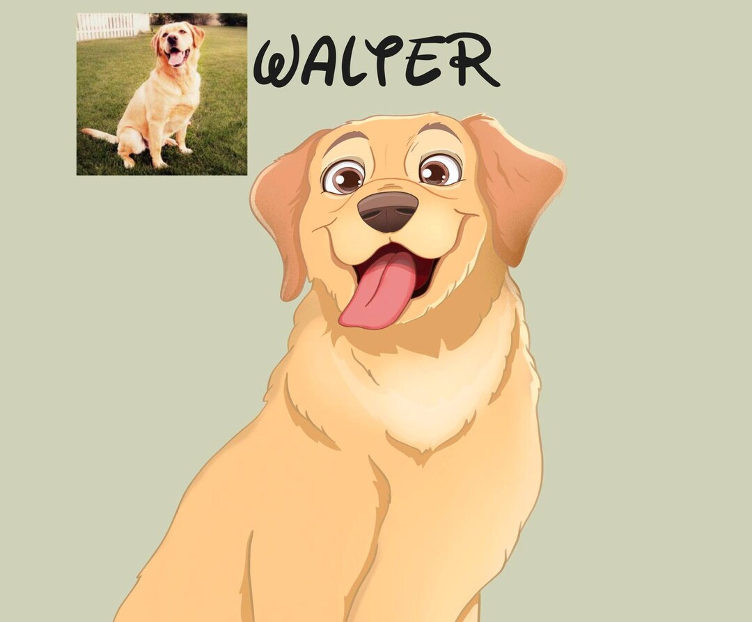 Custom Cartoon Dog Portrait - Digital File - Personalized Gift for Dog ...