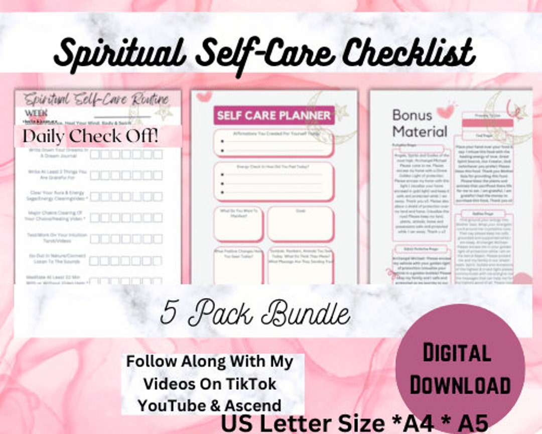 Spiritual Self-care Planner for Wellness Mind, Body & Spirit Checklist ...